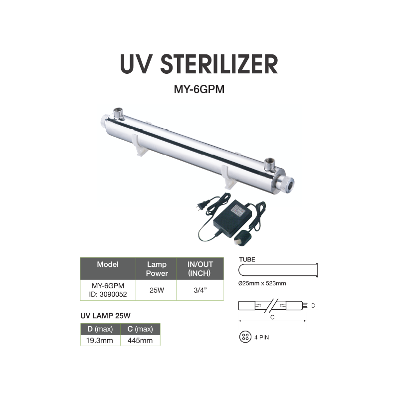 UV Sterilizer MY-6GPM – Filter Man Supply